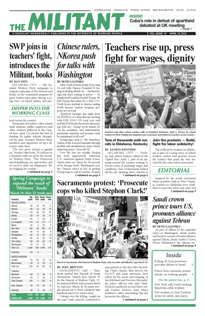 Vol. 82/No. 15 – The Militant