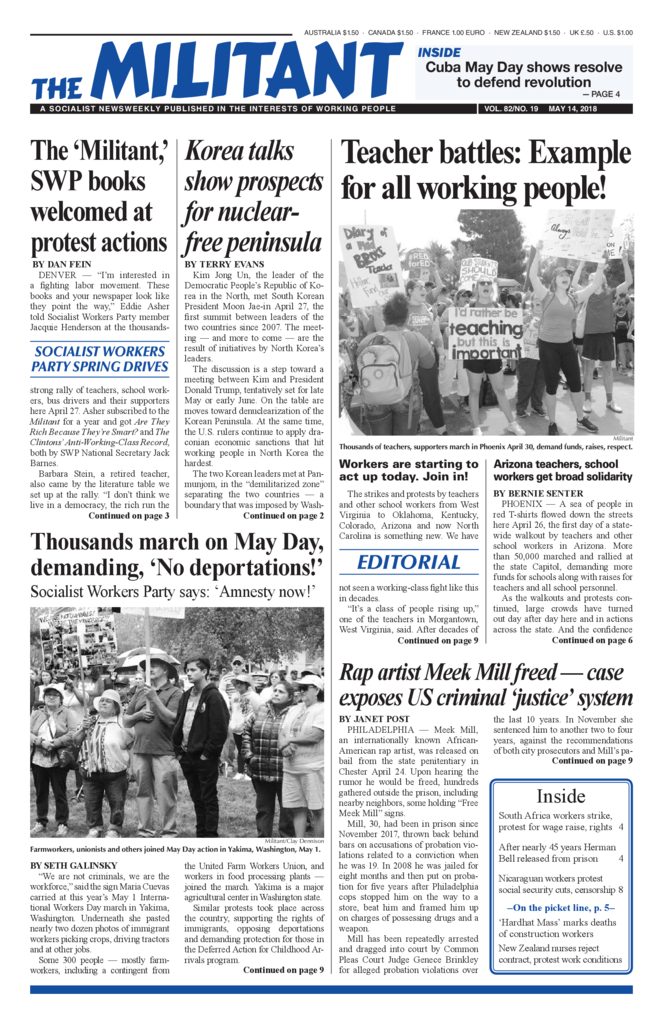 Vol. 82/No. 19 – The Militant