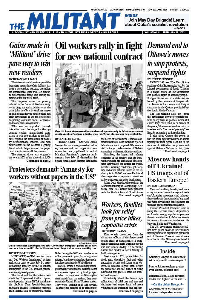 Vol. 86/No. 8 – The Militant