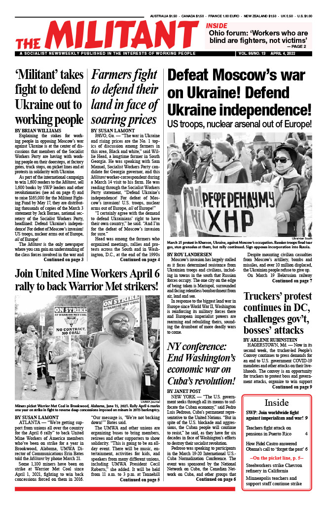 The Militant – A socialist newsweekly published in the interests of ...