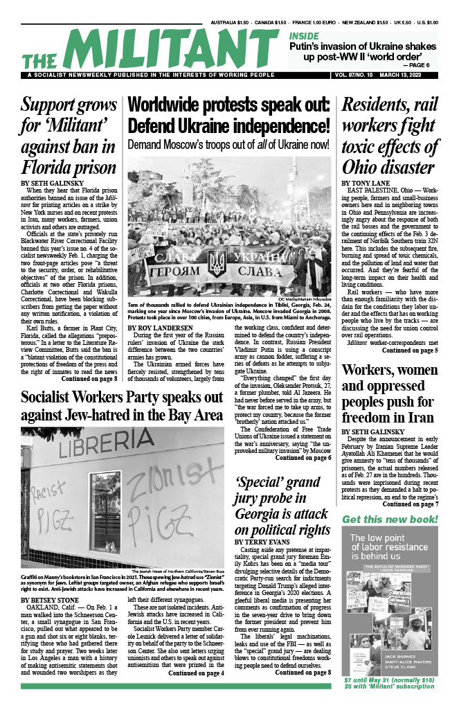 Vol. 87/No. 10 – The Militant