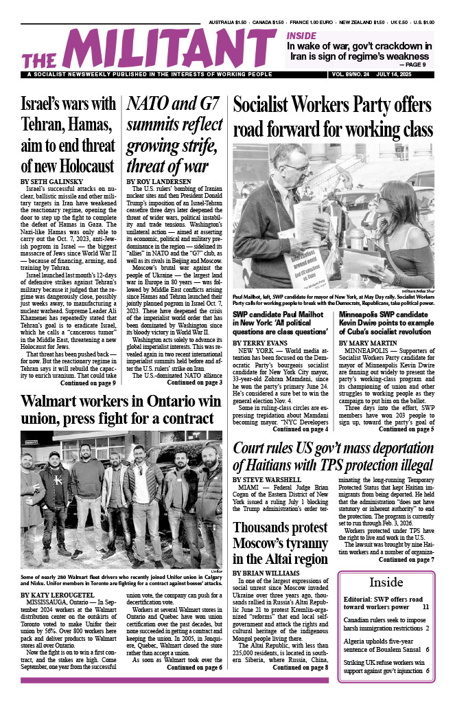 The Militant – A socialist newsweekly published in the interests of ...