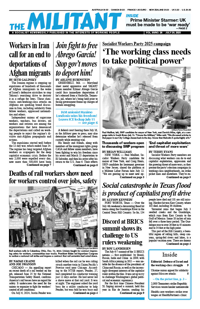 The Militant – A socialist newsweekly published in the interests of ...