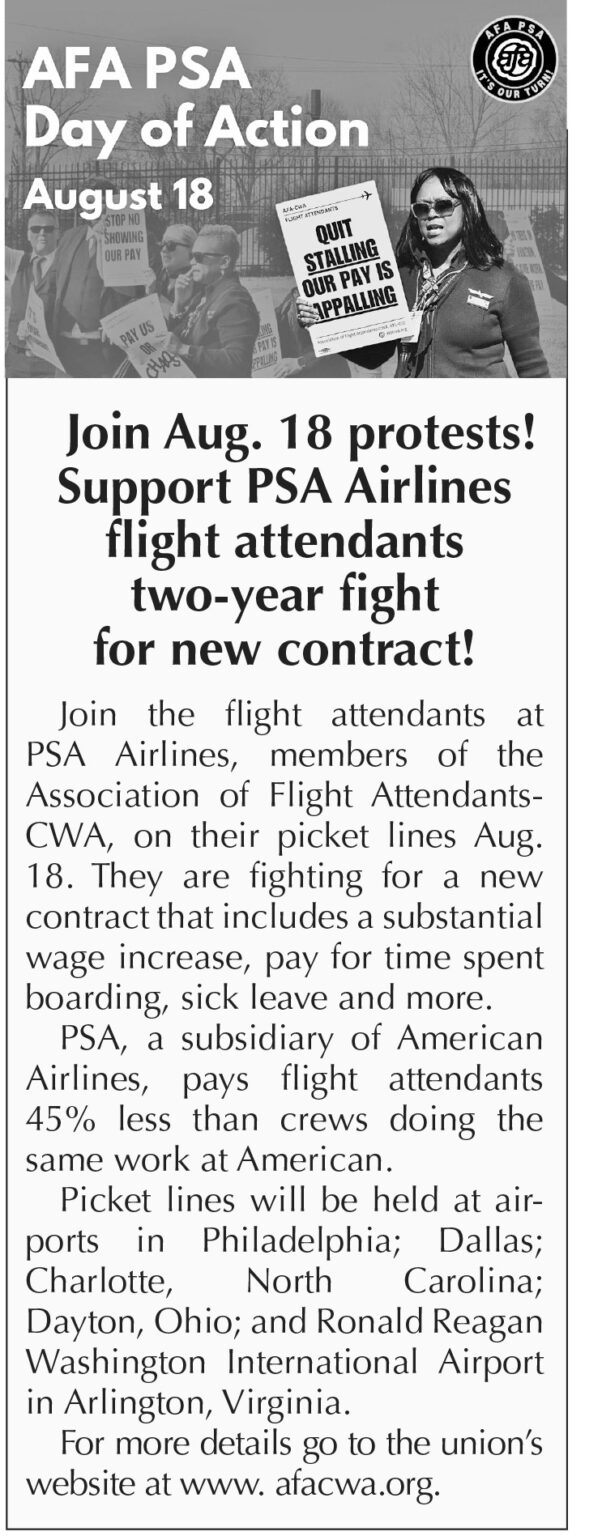 AFA PSA Day of Action August 18 – The Militant