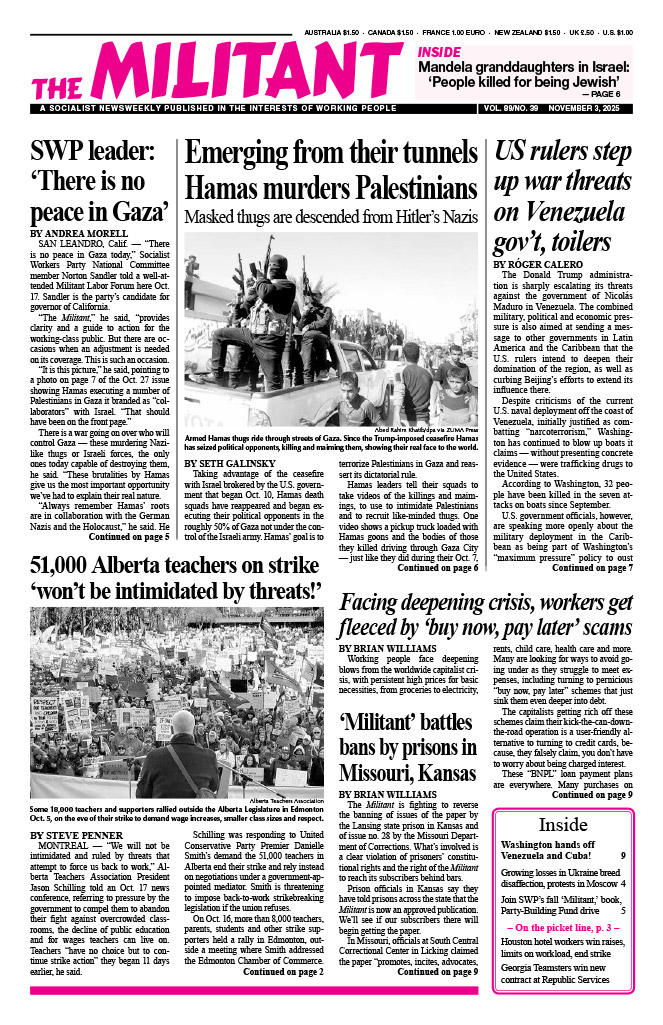 The Militant – A socialist newsweekly published in the interests of ...