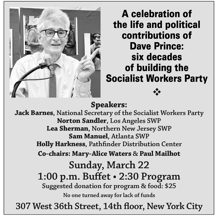 Celebrate the political life of Dave Prince – The Militant